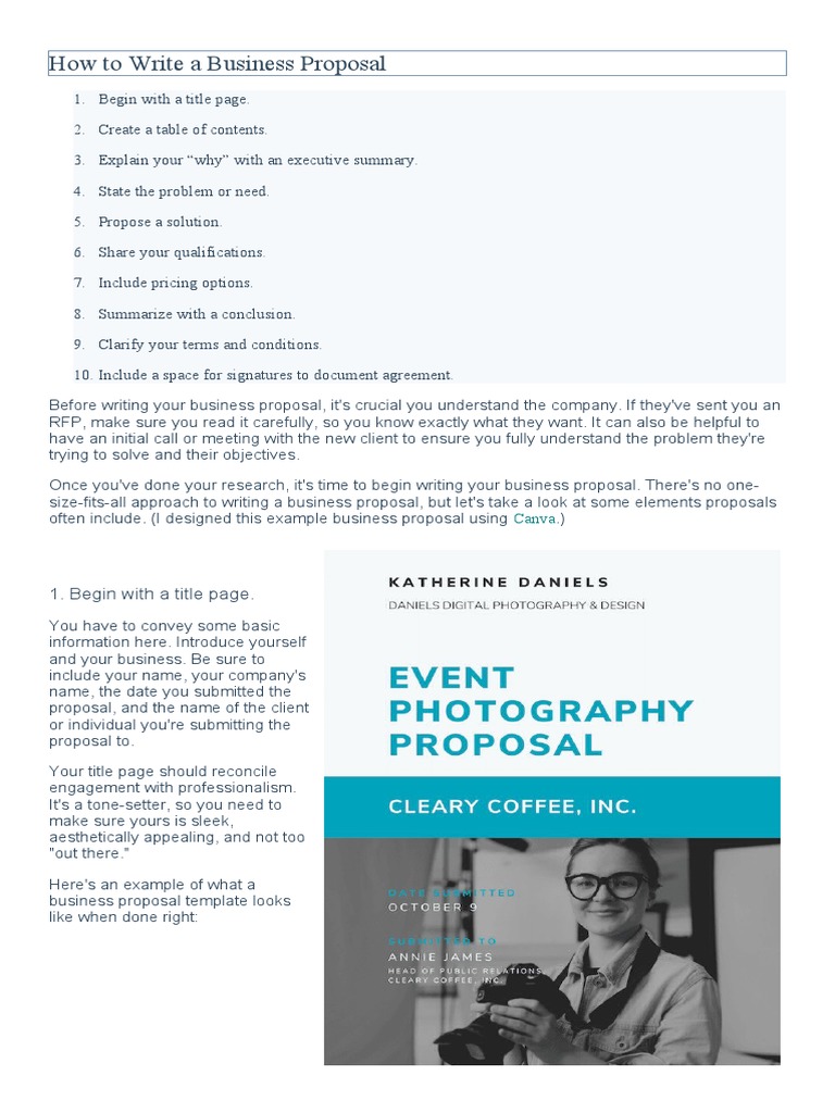 How To Write A Business Proposal | PDF | Request For Proposal | Business