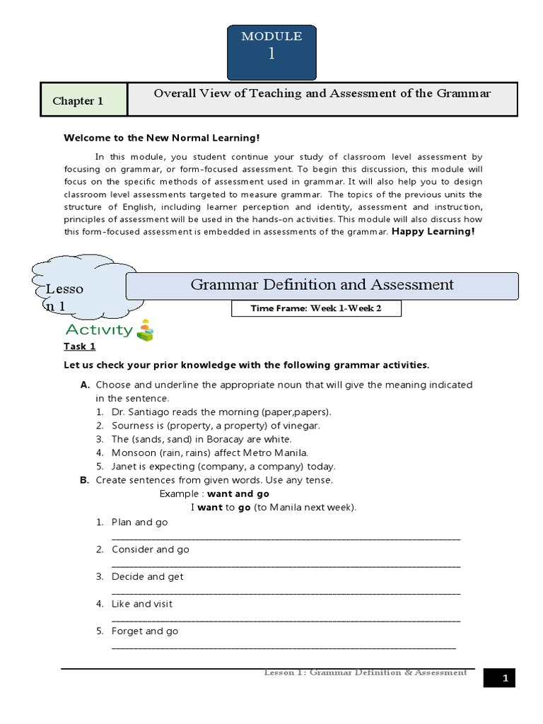 Template 4 Teaching and Assessment of The Grammar | PDF | Educational ...