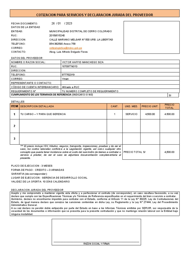 Formato de Cotizacion Servicios | PDF