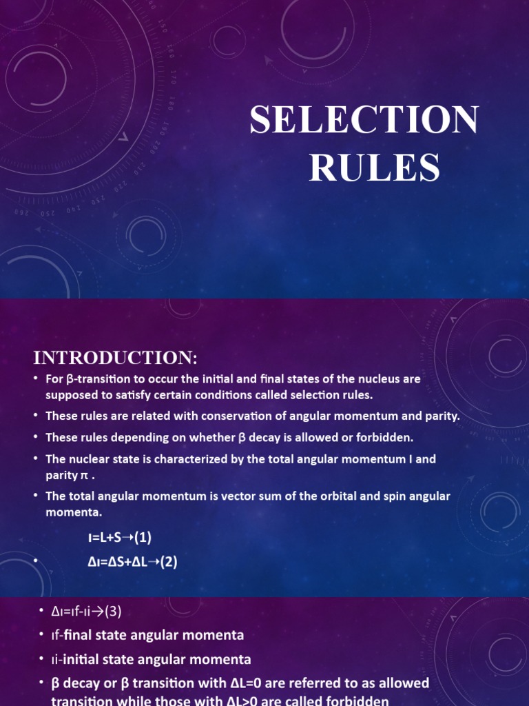 Selection Rules for Beta Decay | PDF | Science & Mathematics