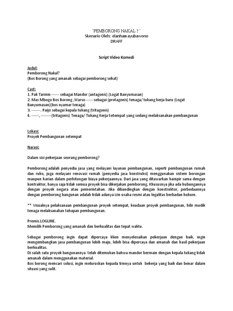 Script Narasi Video Komedi | PDF