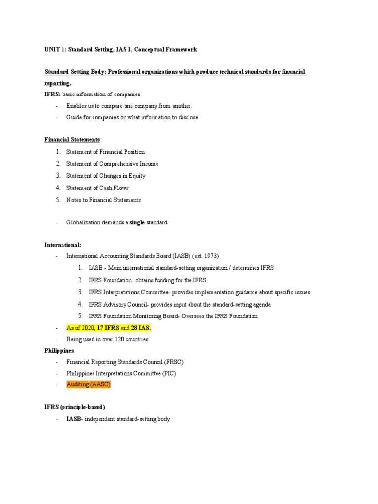 IAS 1 and IFRS Standard Setting Overview | PDF | International ...
