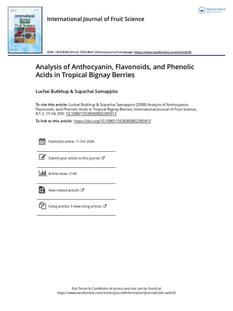 Analysis of Anthocyanin Flavonoids and Phenolic Acids in Tropical Bignay Berries | PDF ...