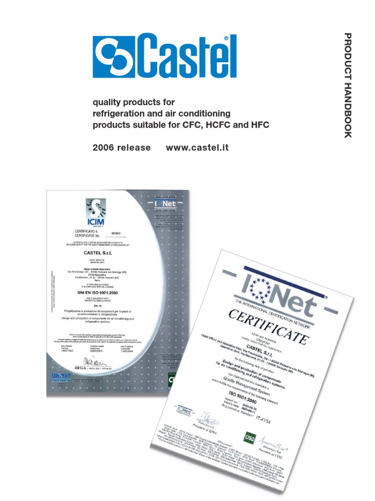 Castel Product Handbook Eng | PDF | Pipe (Fluid Conveyance) | Valve
