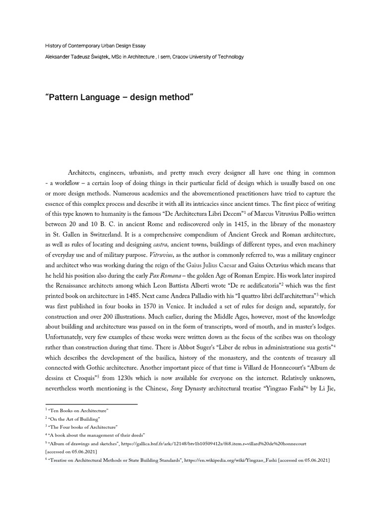 Pattern Language Design Method Aleksander T Świątek Pdf