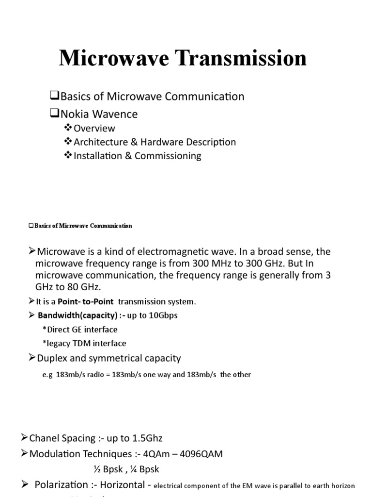 Microwave Communication Basics & Nokia Wavence | PDF | Microwave ...
