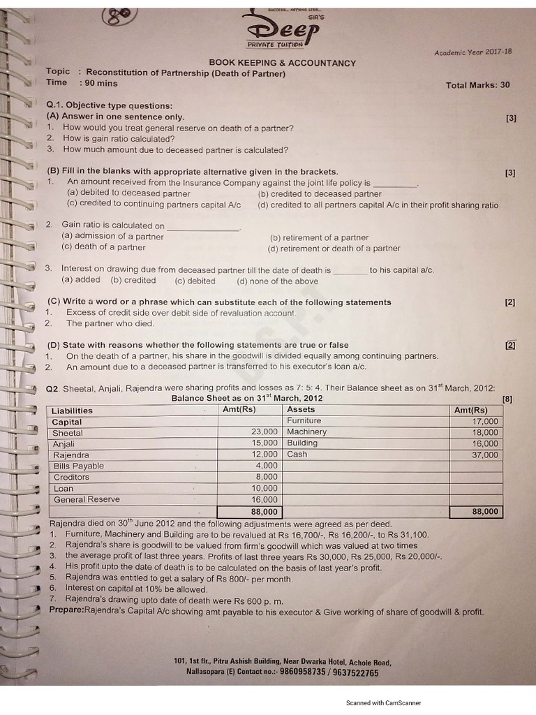 Death of Partner Paper | PDF