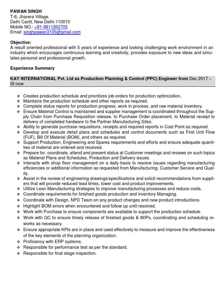 Pawan Singh Resume Planning | PDF | Business | Business Process