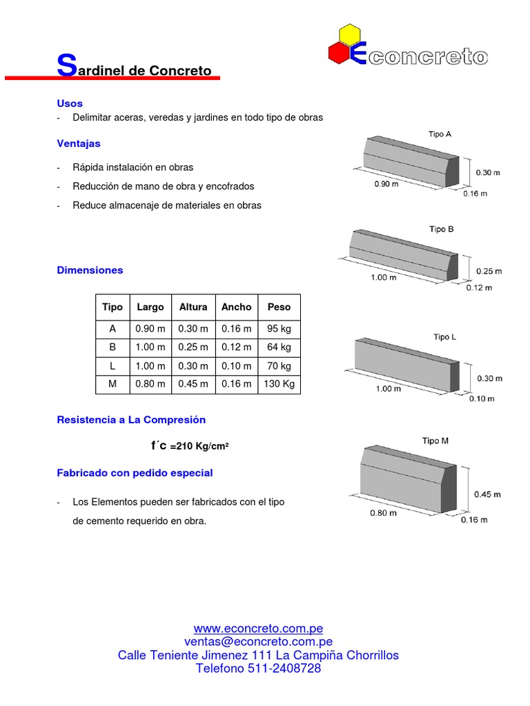 Sardinel de Concreto: Usos y Ventajas | PDF