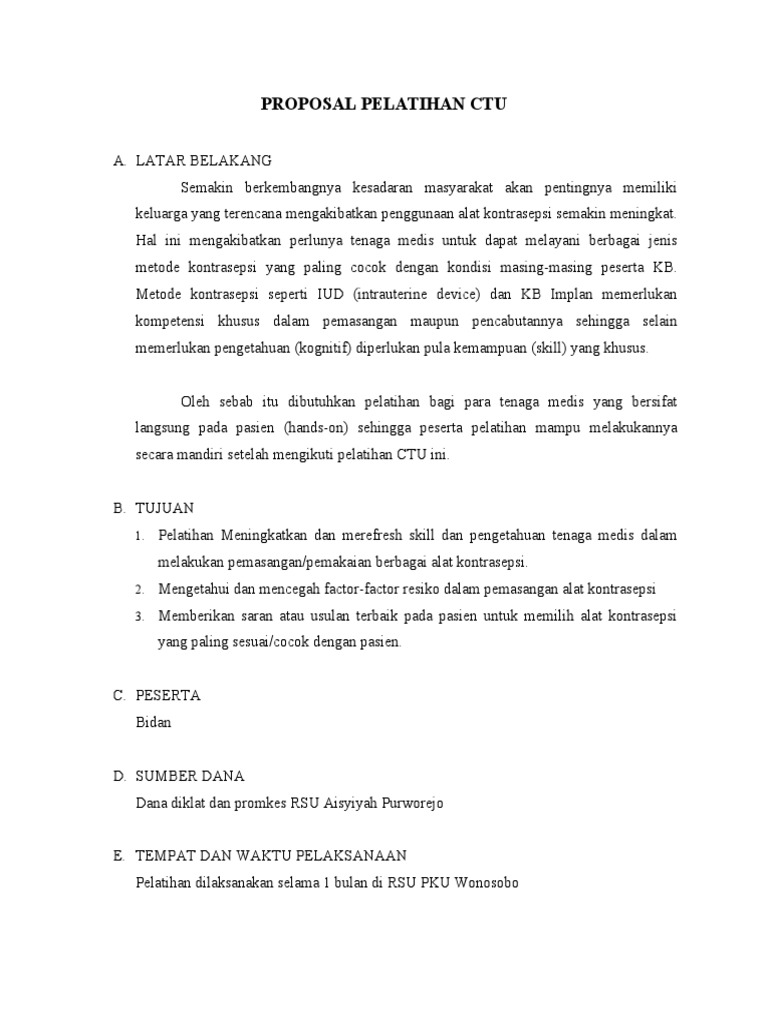 Proposal Pelatihan Ctu | PDF