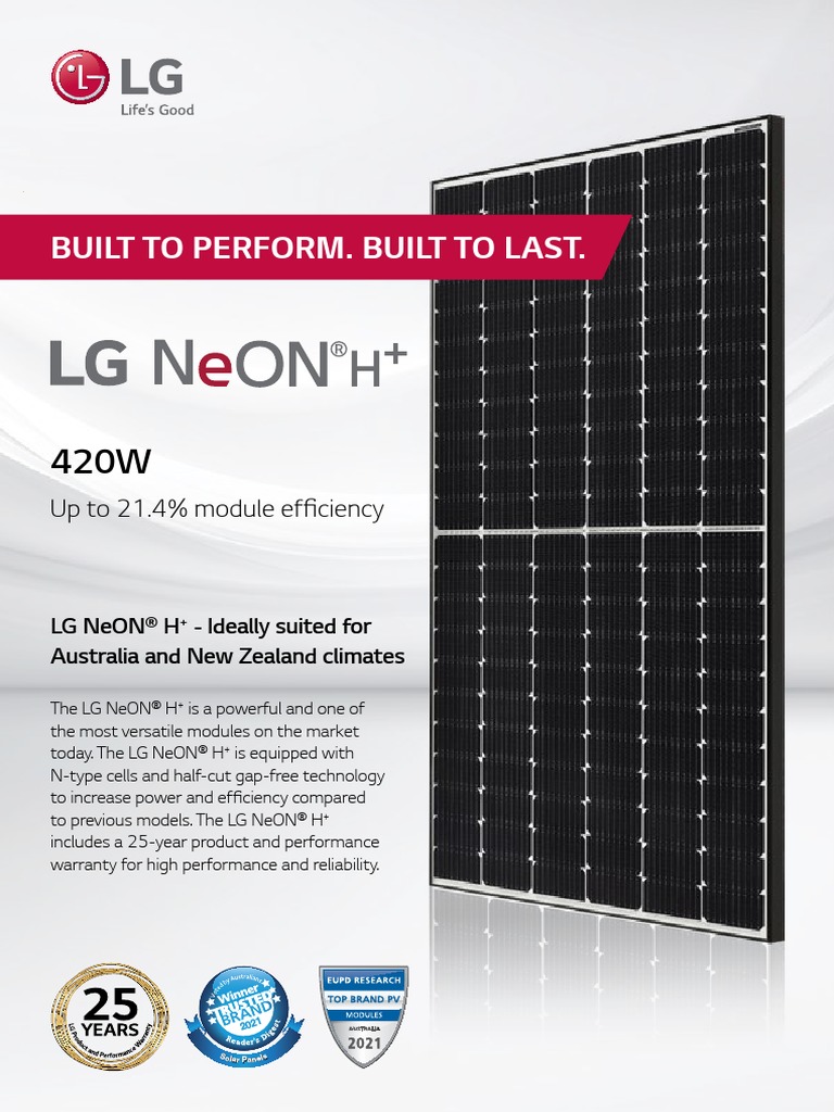 LG NeON® H+ (LG420N3C-V6) White | PDF | Photovoltaics | Solar Panel