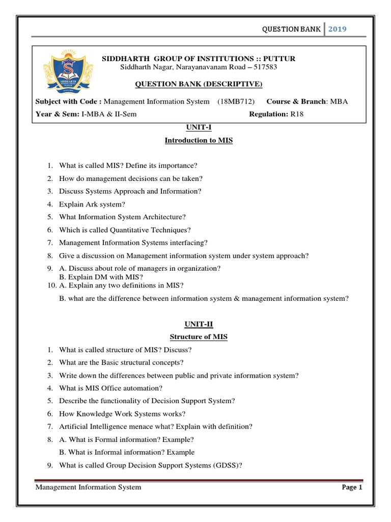 Management Information System Question Bank 1 | PDF | Walmart | I Phone