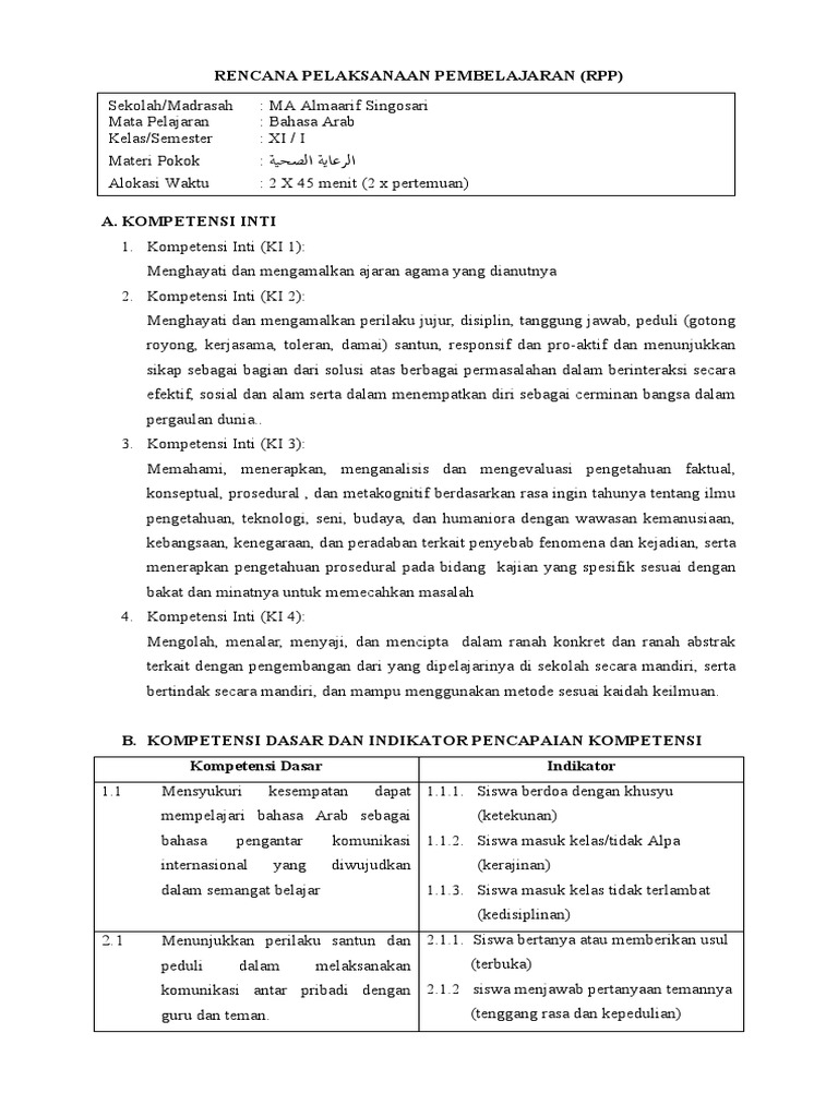 Materi 2 Xi RPP Lokakarya Fix | PDF