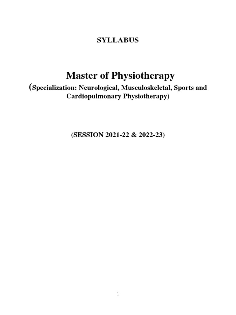 Master of Physiotherapy Part-I (Semester I & II) | PDF | Physical ...