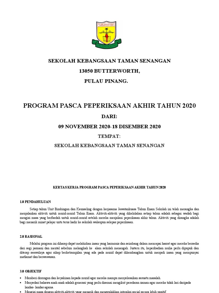 Aktiviti Pasca Peperiksaan 2020 | PDF