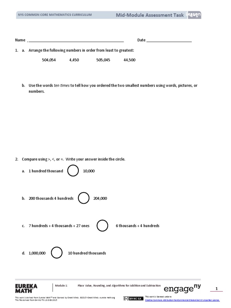Math g4 m1 Mid Module Assessment | Download Free PDF | Mathematics ...