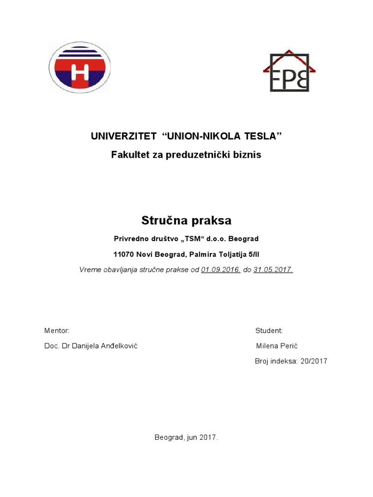 Strucna Praksa-Milena Peric | PDF