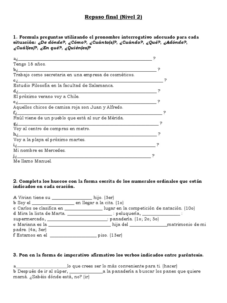 Repaso Final Nivel 2 | PDF | Lingüística
