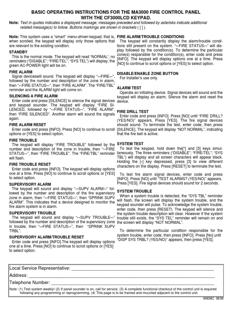 MA3000 Fire Control Panel Instructions | PDF | Manufactured Goods ...