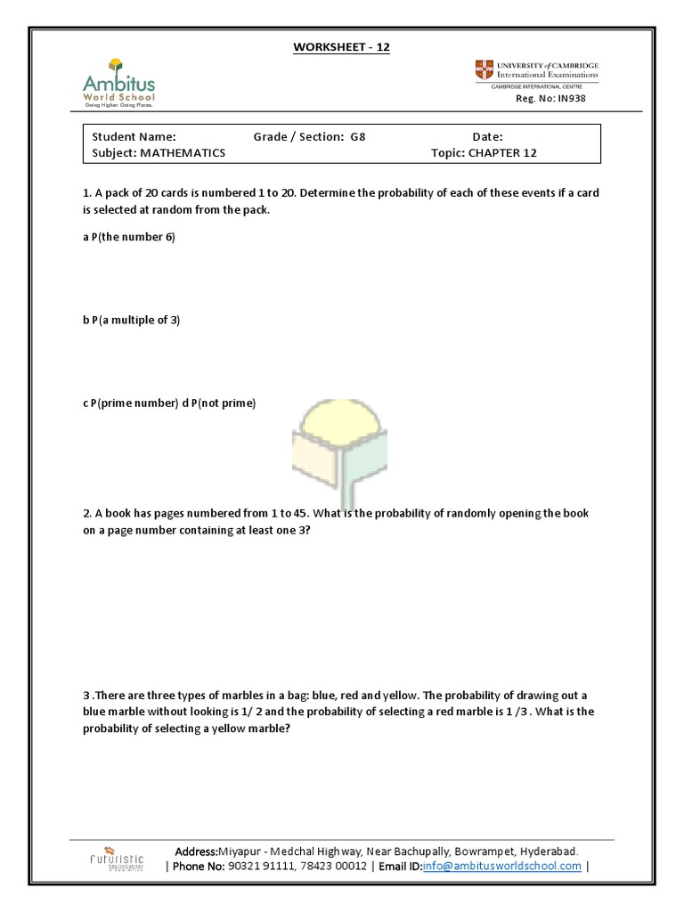 CP Worksheet G8 Chapter 12 | PDF | Probability | Mathematics
