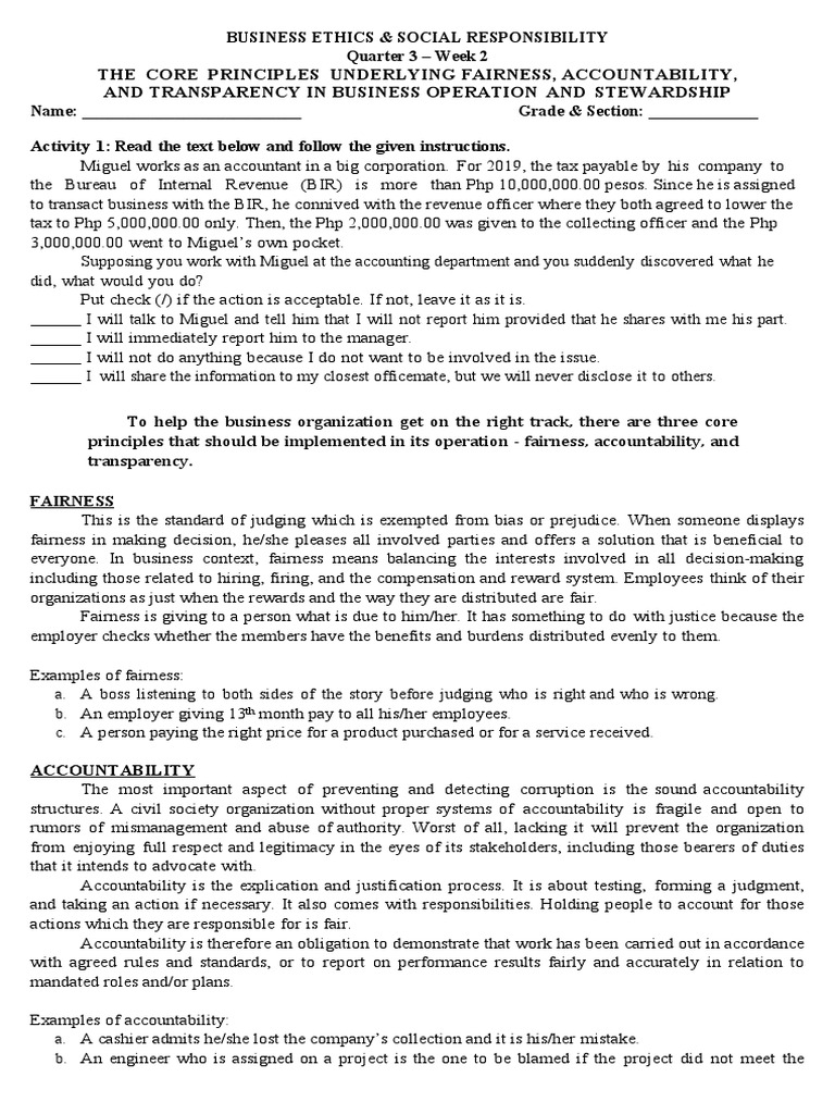 Be Week 2 | PDF | Accountability | Transparency (Behavior)