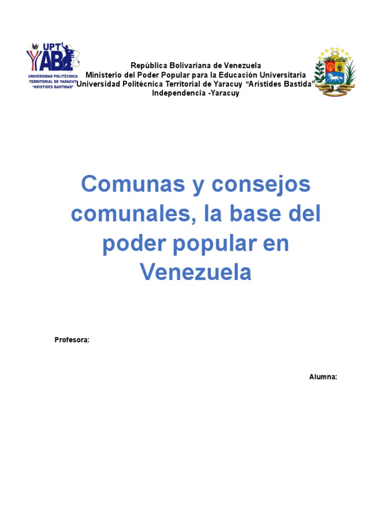 Comunas y Consejos Comunales, La Base Del Poder Popular en Venezuela ...