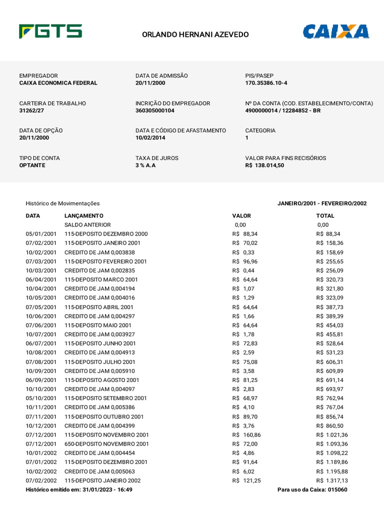 Extrato Caixa Economica Federal | PDF | Bancos | Brasil