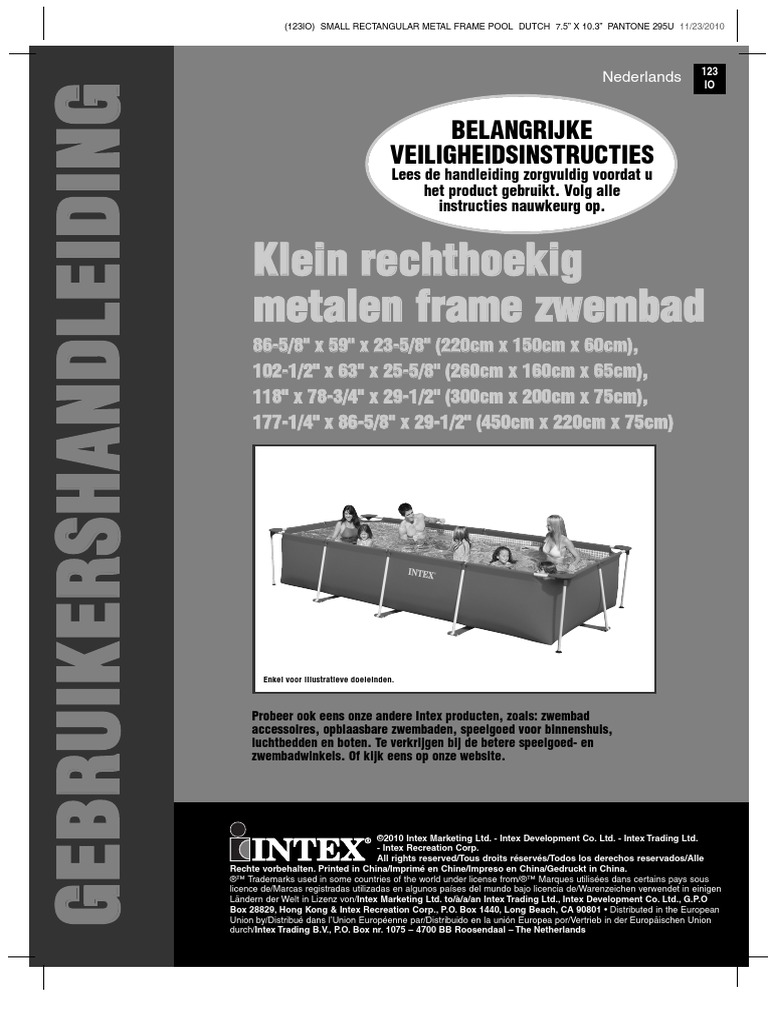Handleiding Intex Rechthoekig Metal Frame Pool | PDF