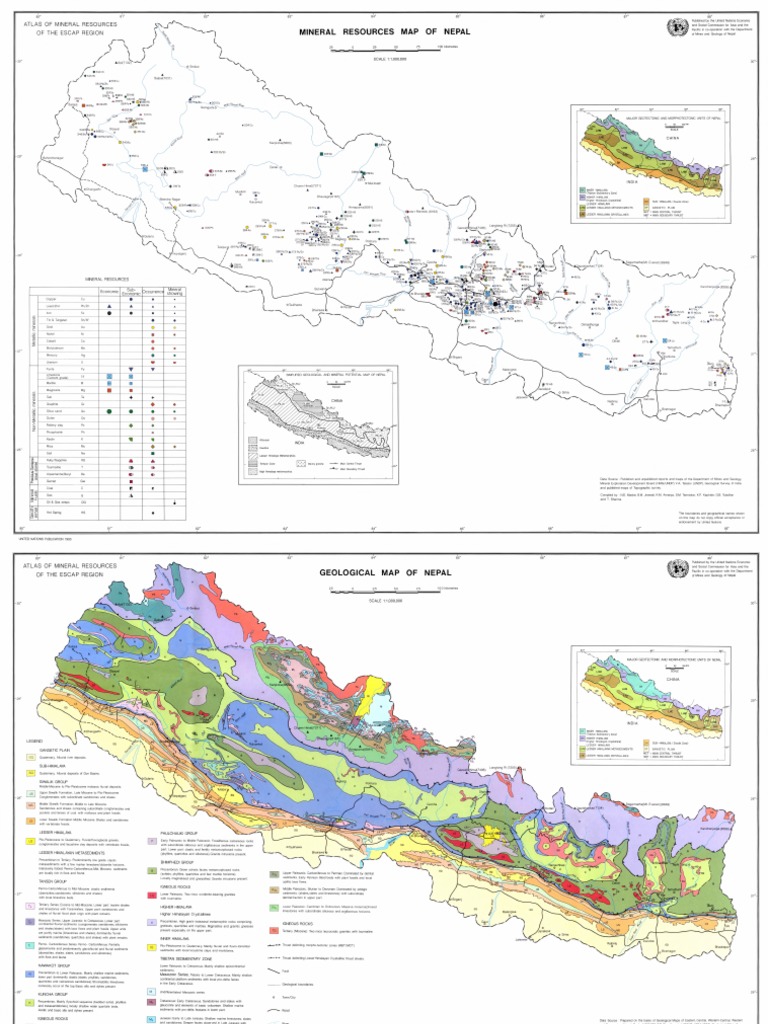 ESCAP 1993 MN Geology Mineral Resources Nepal Map | PDF | Atoms ...