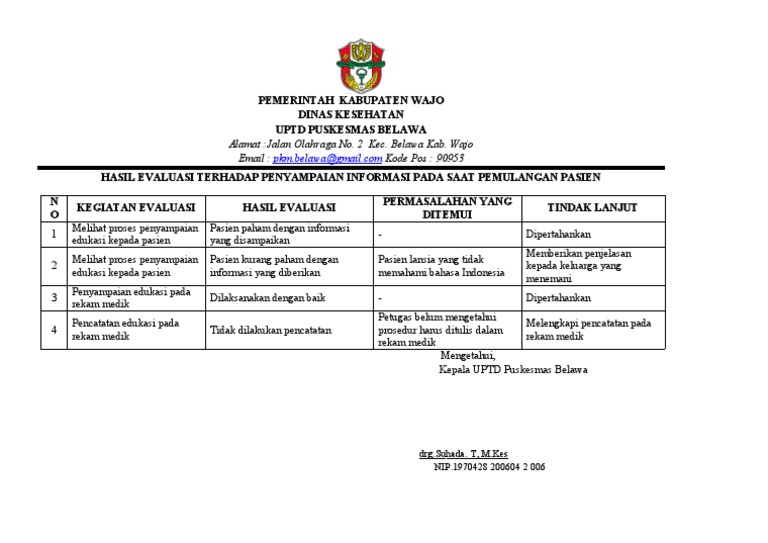 Hasil Evaluasi Tindak Lanjut | PDF
