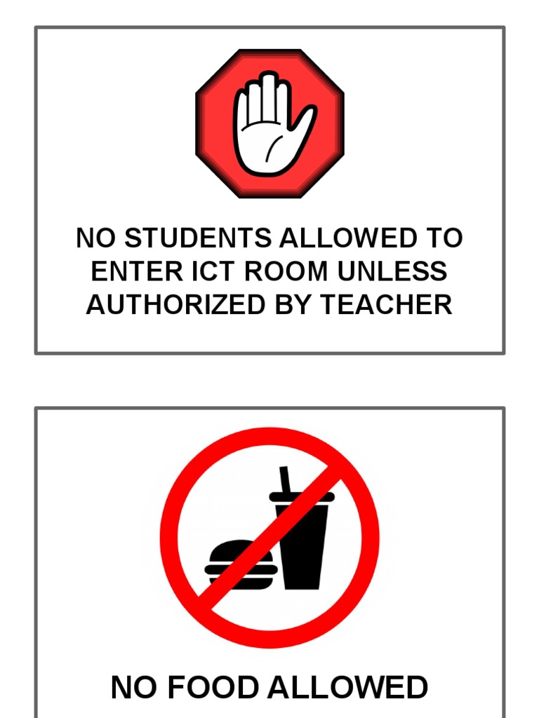 Warning Sign For Computer Lab | PDF