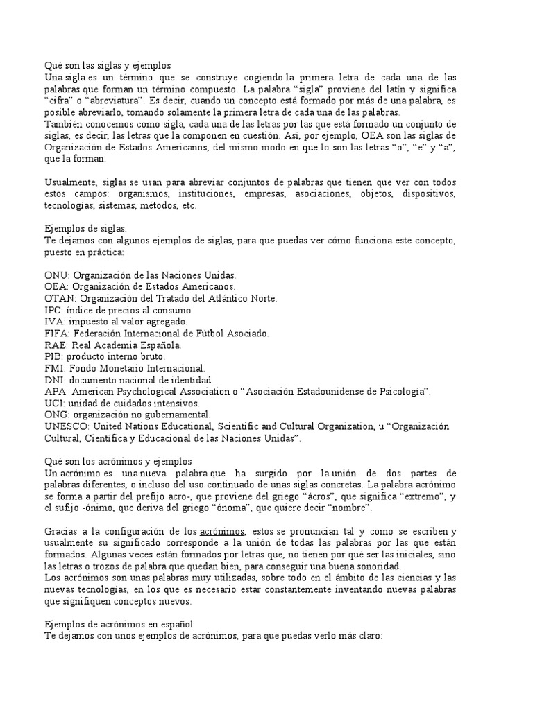 Qué son las siglas y ejemplos | PDF | Acrónimo