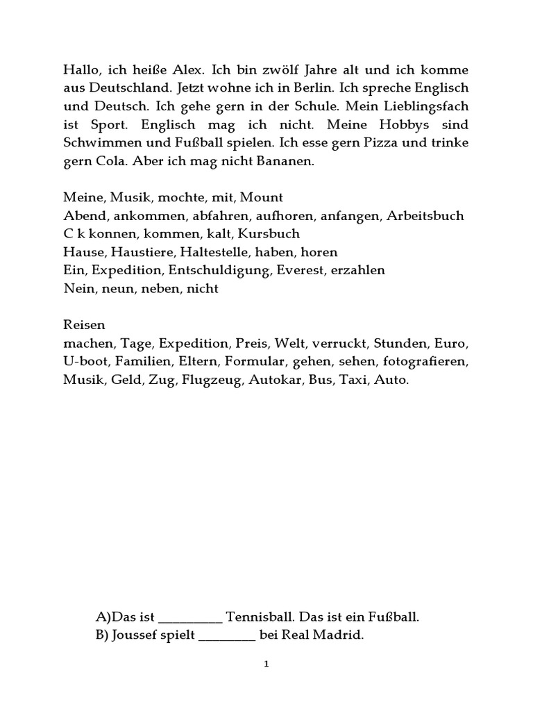 A1 Test Arbeitsblatter Tests - 87489 | PDF