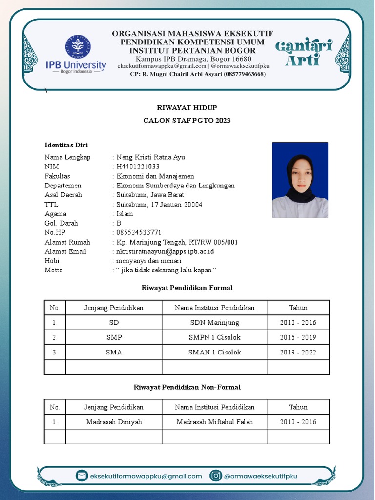 Divisi Humas - Neng Kristi Ratna Ayu - H4401221033 - CV | PDF