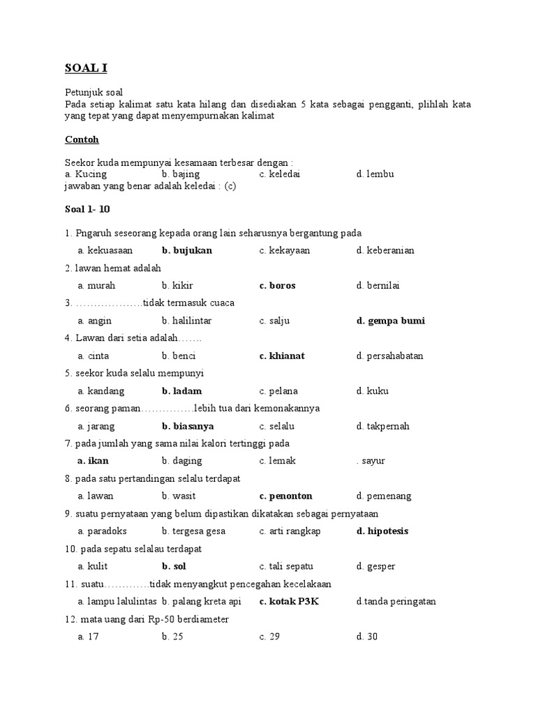 Soal Contoh Ist | PDF