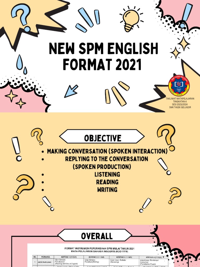 SPM Bahasa Inggeris 1119 (Format Mulai 2021) | PDF