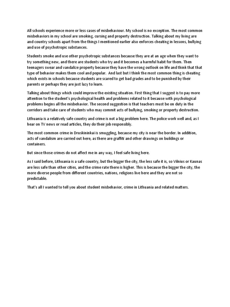 Monologas 4 Crime and Students Misbehaviour | PDF