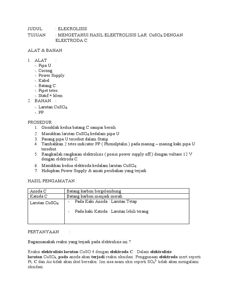 Cuso4 Dengan Elektroda C Pdf