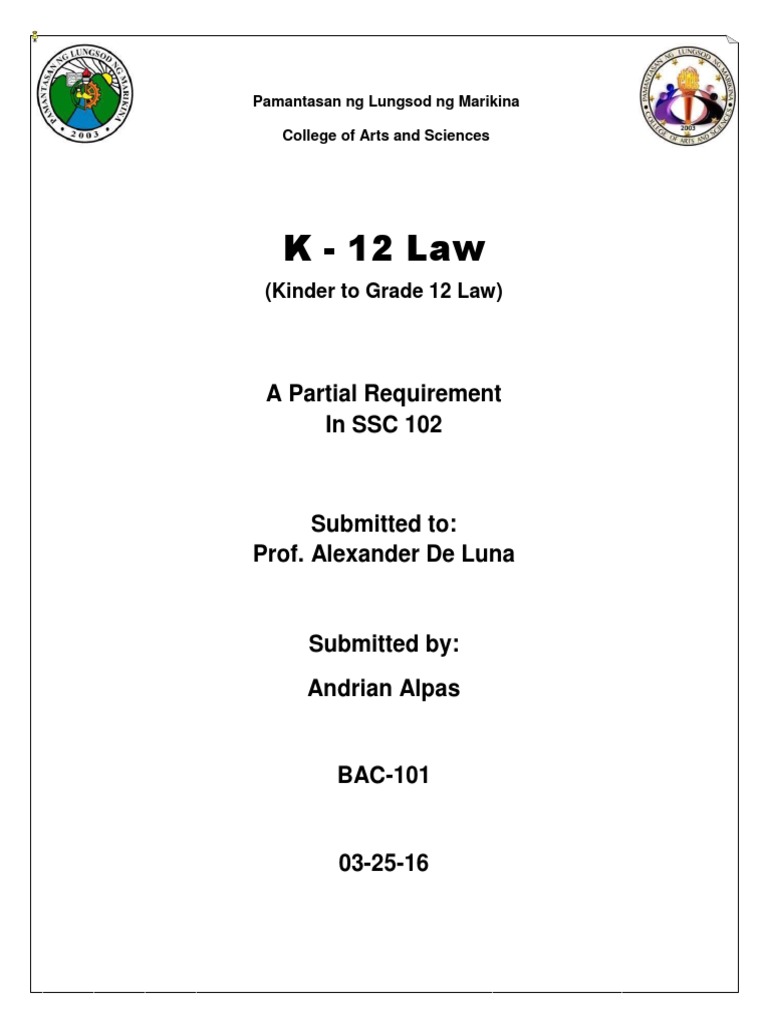 K-12 Law | PDF | Secondary Education | Curriculum