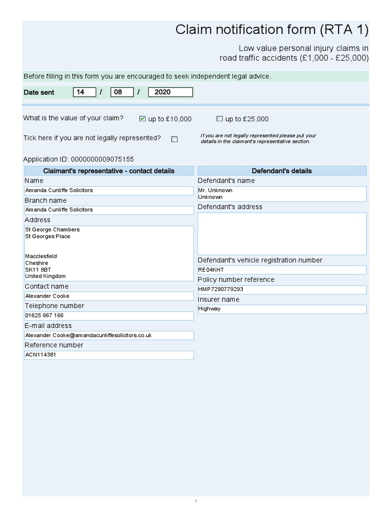 RTA Claim Notification Form | PDF | Traffic Collision | Vehicles
