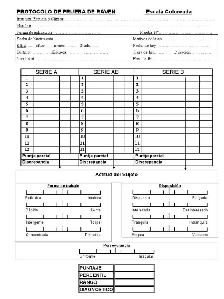 Hoja de Respuestas Raven para Niños | PDF