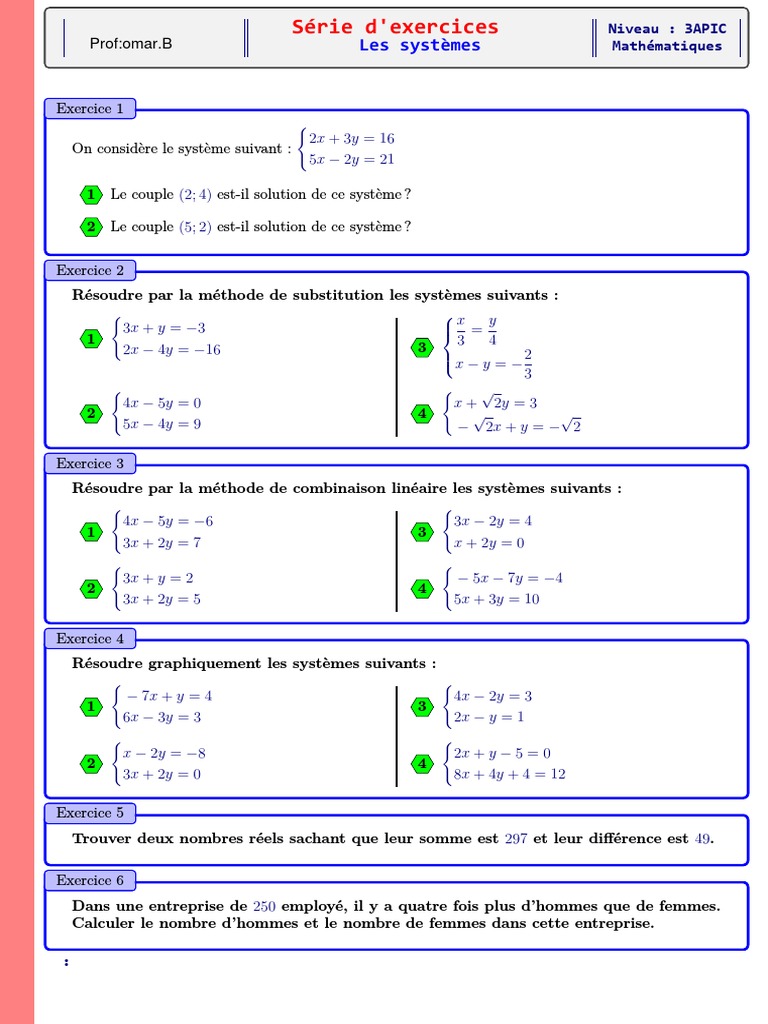 Exercices sur les systèmes 3AC | PDF | Mathématiques
