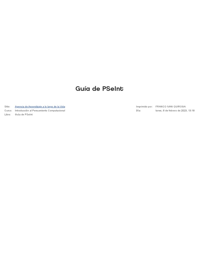 Guía de PSeInt | PDF | Informática teórica | Programación de computadoras
