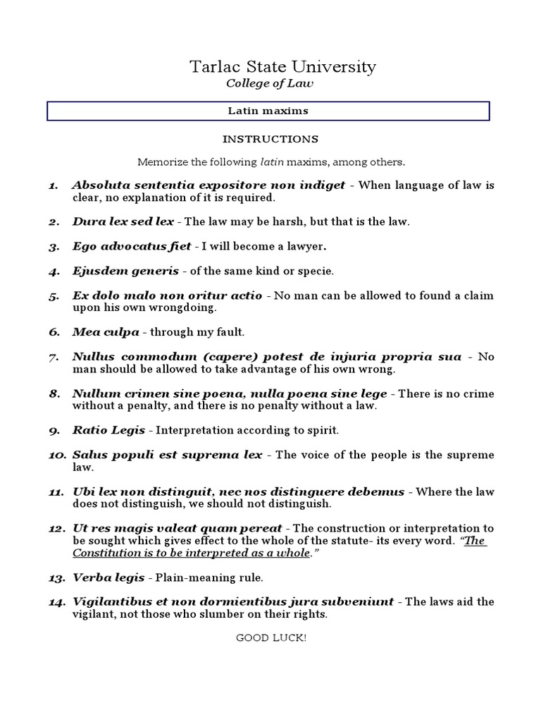Latin Maxims - Commonly Used | PDF