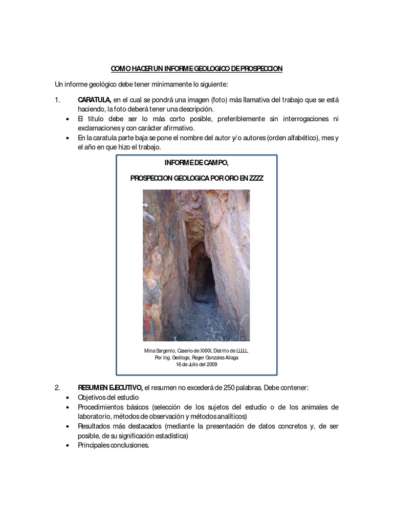 Como Hacer Un Informe Geologico de Prosp | PDF | Geología | Ciencias de ...