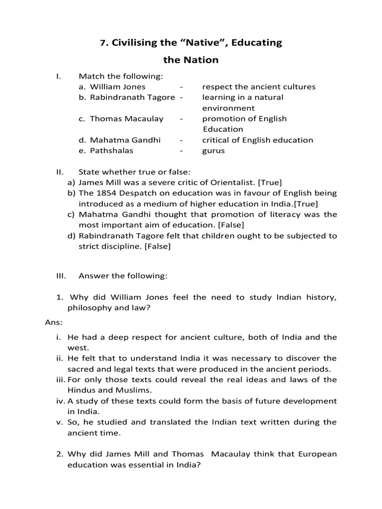 L 7 Civilising The Native Educating The Nation | PDF | Mahatma Gandhi ...