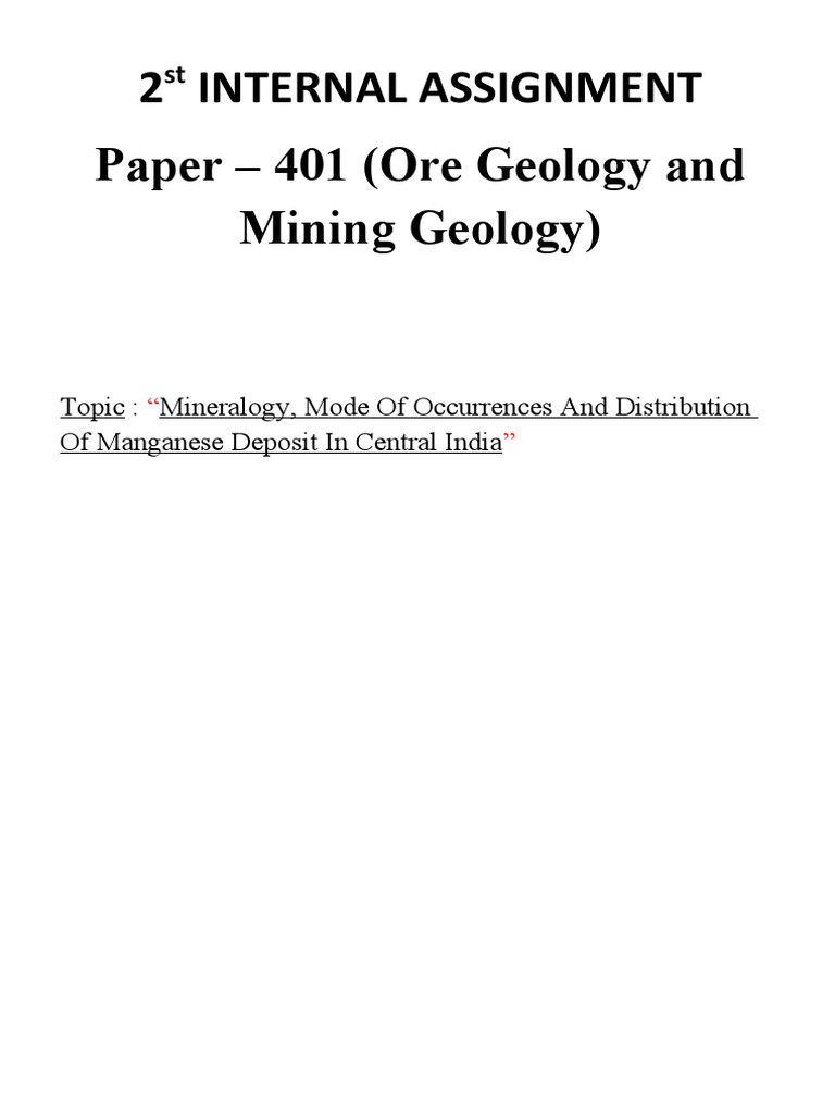 Assignment 1 | PDF | Manganese | Sedimentary Rock
