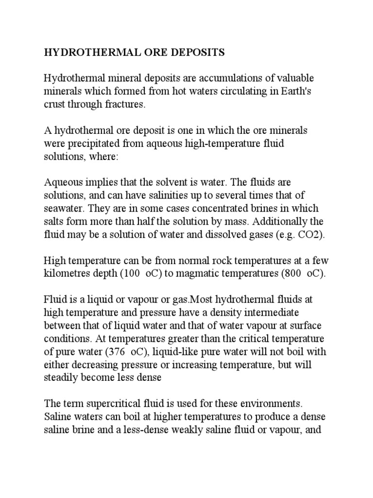 Overview of Hydrothermal Ore Deposits | PDF | Igneous Rock ...