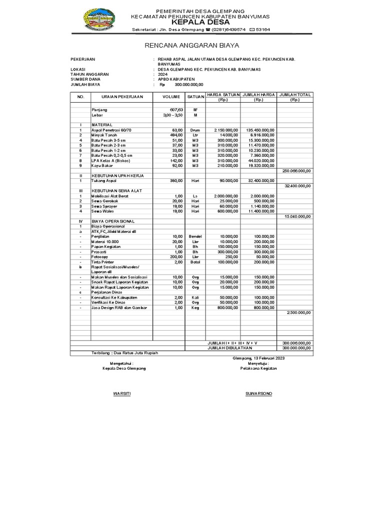 Rab Aspal Jalan Utama | PDF