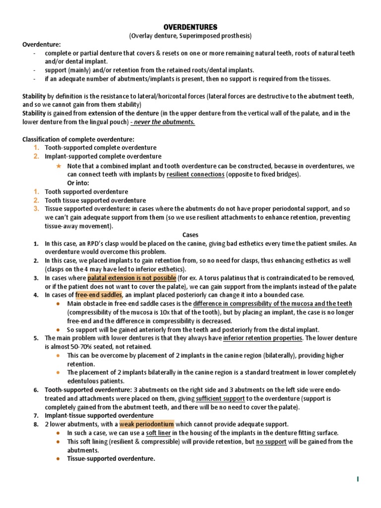 Overdentures (1) | PDF | Dental Implant | Dentures